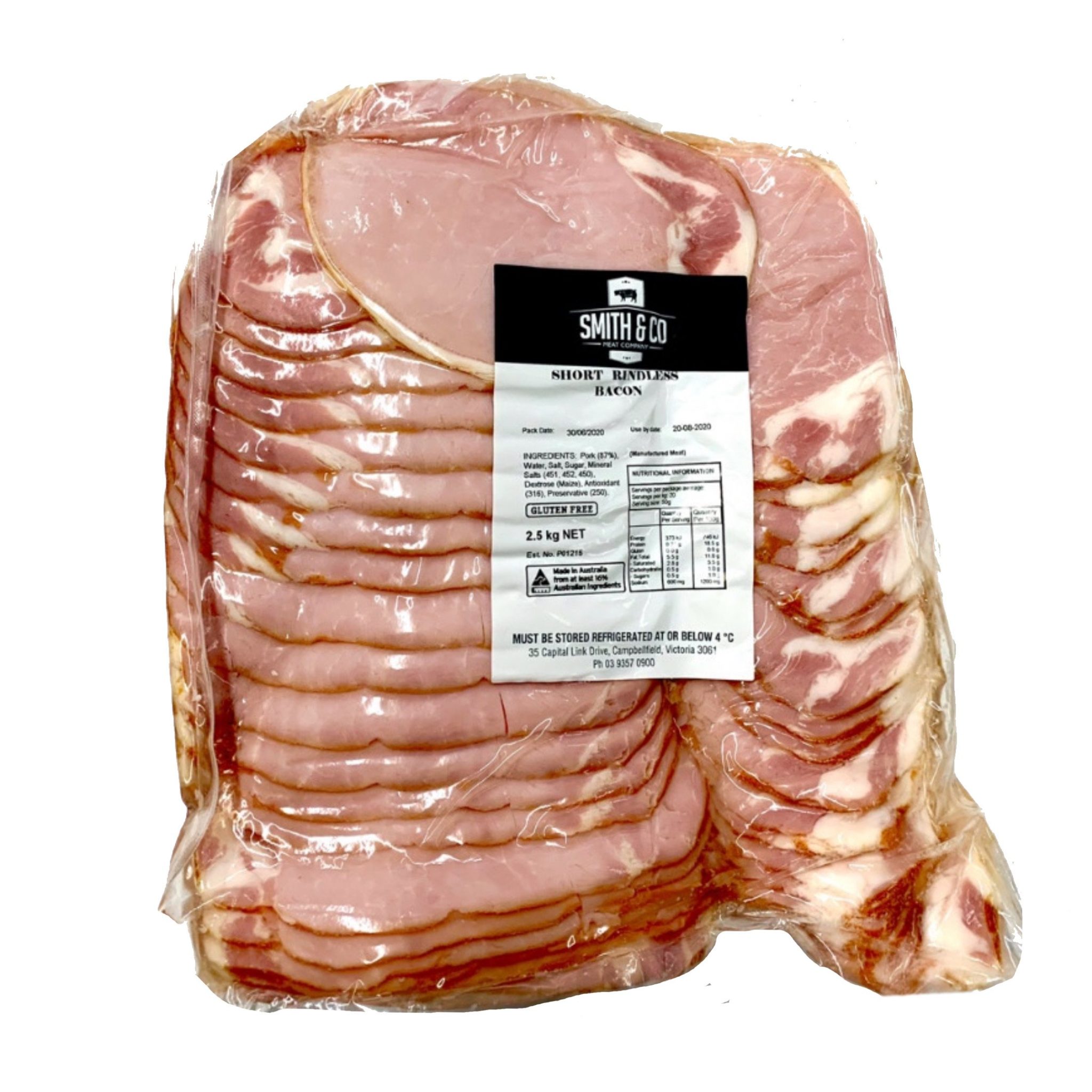 Bacon - Short Rindless sliced - by Smith & Co. 500g & 2.5kg packet ...