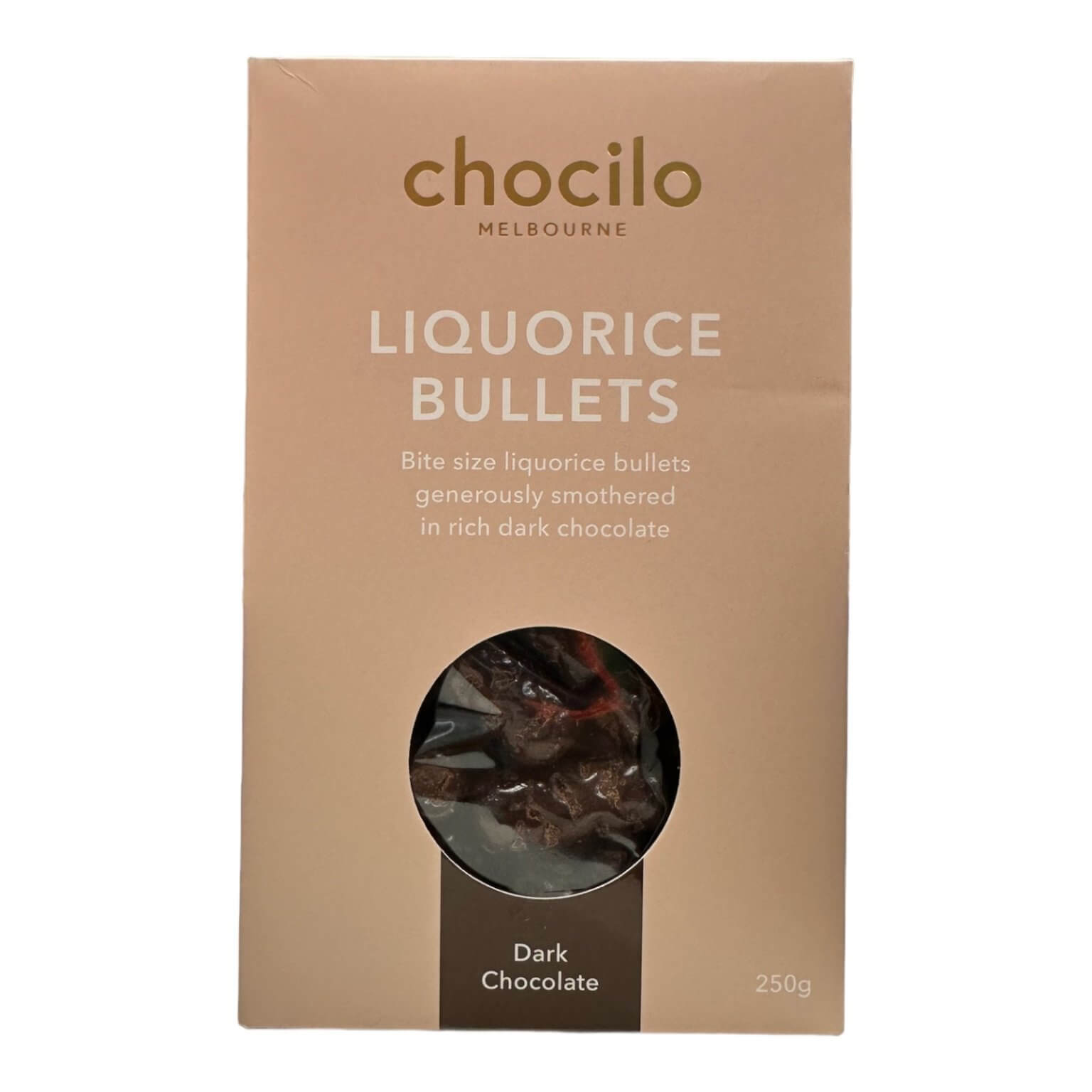 Chocilo Liquorice Bullets in Dark Chocolate Gift Box 250g