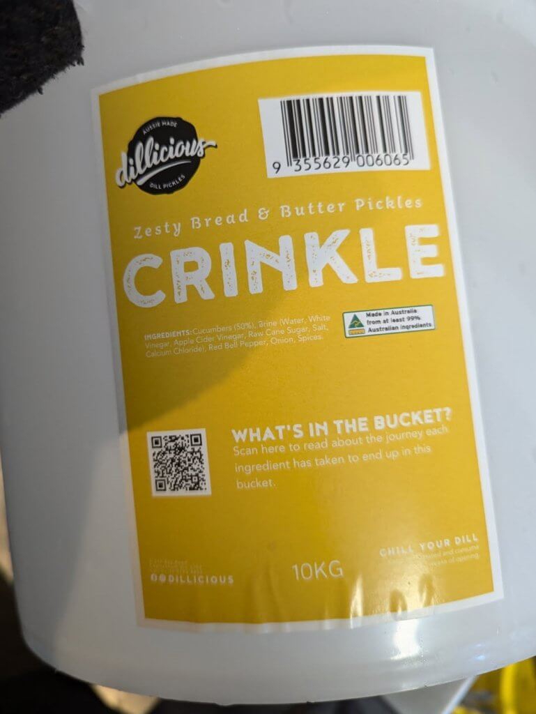 Pickles Crinkle Cut - Zesty Bread & Butter - 10kg Bucket - Biviano Direct